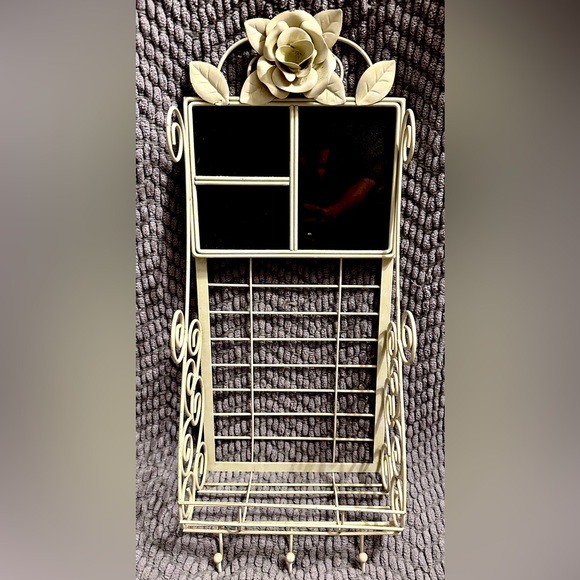 Wall Decor | Vtg Iron Metal Hanging Slanted Organizer Wall Shelf W ...